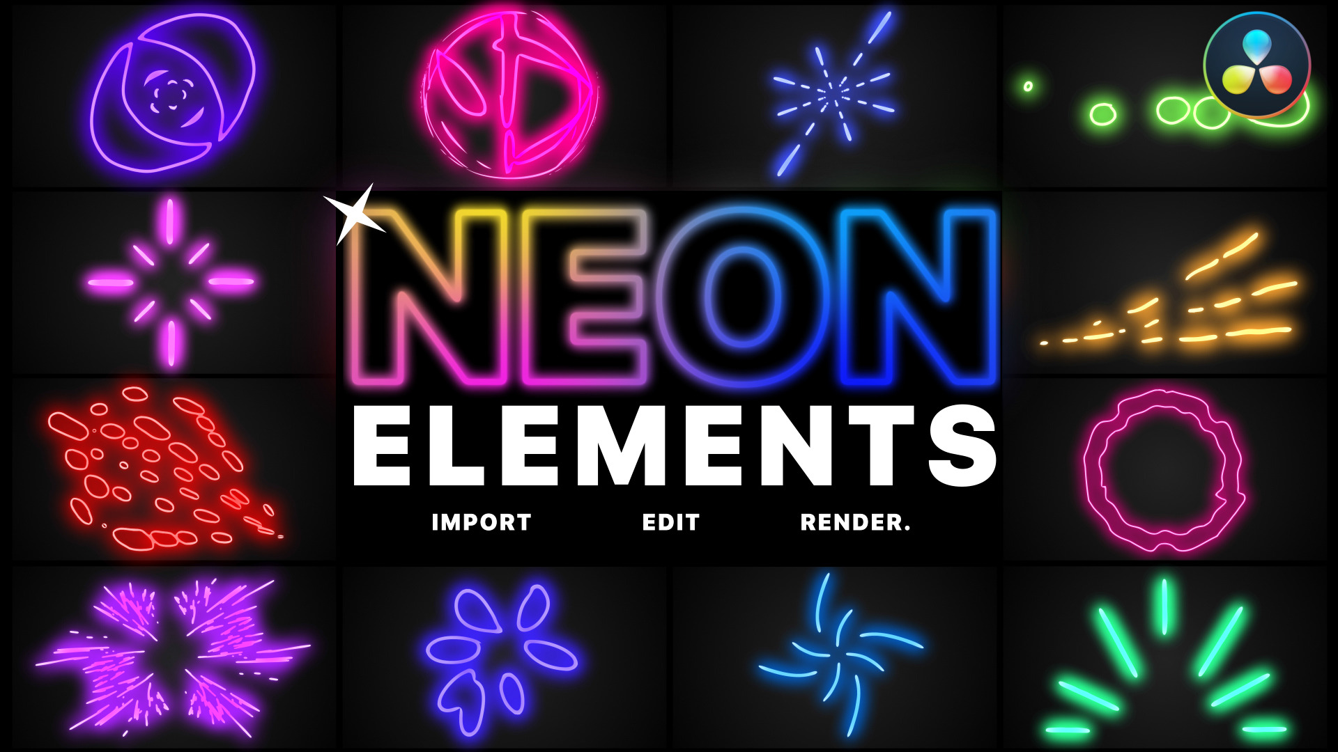 Neon Elements Pack | DaVinci Resolve, a Templates & Theme by FlashFXbox
