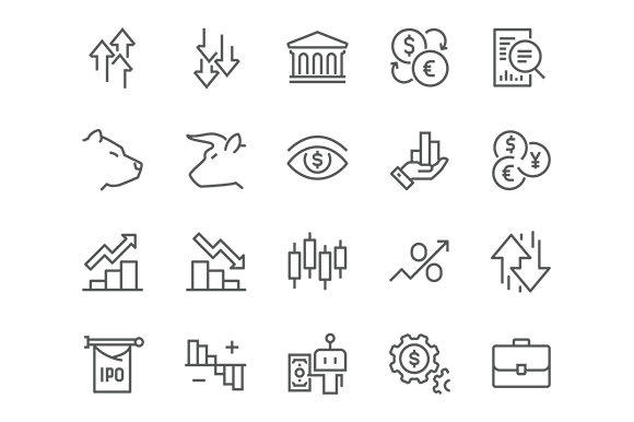 Line Stock Market Icons, an Outline Icon by Davooda