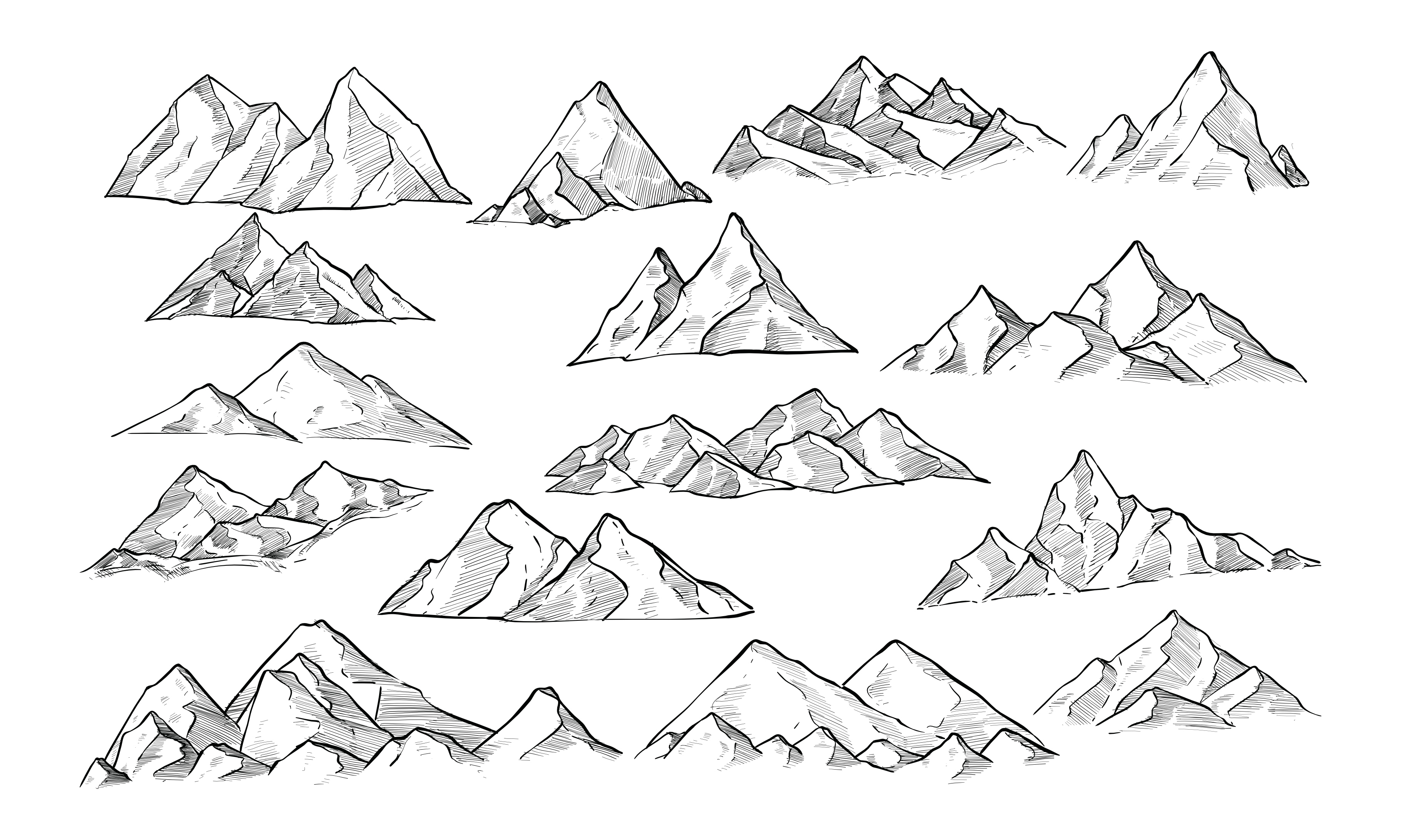 mountain handdrawn collection, an Object Graphic by nikagraphic