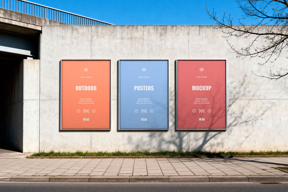 Three Outdoor Posters Mockup, an Advertising Mockup by Design Squad