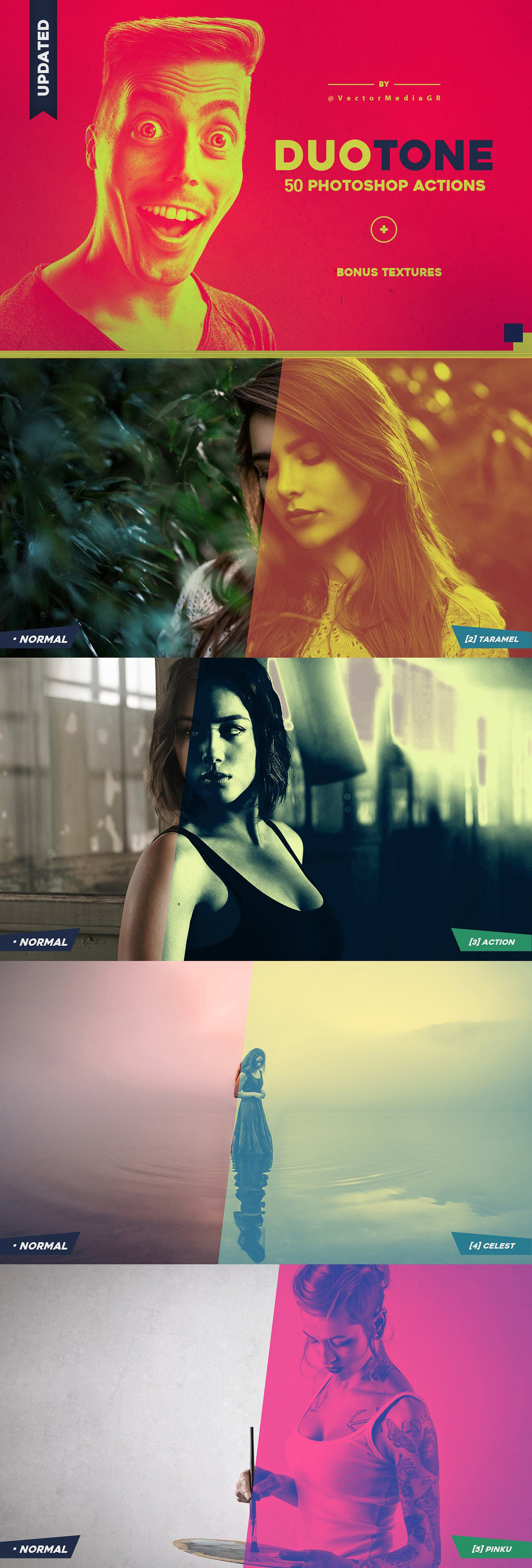 Duotone Photoshop Actions & Textures, an Action Add-On by VectorMedia