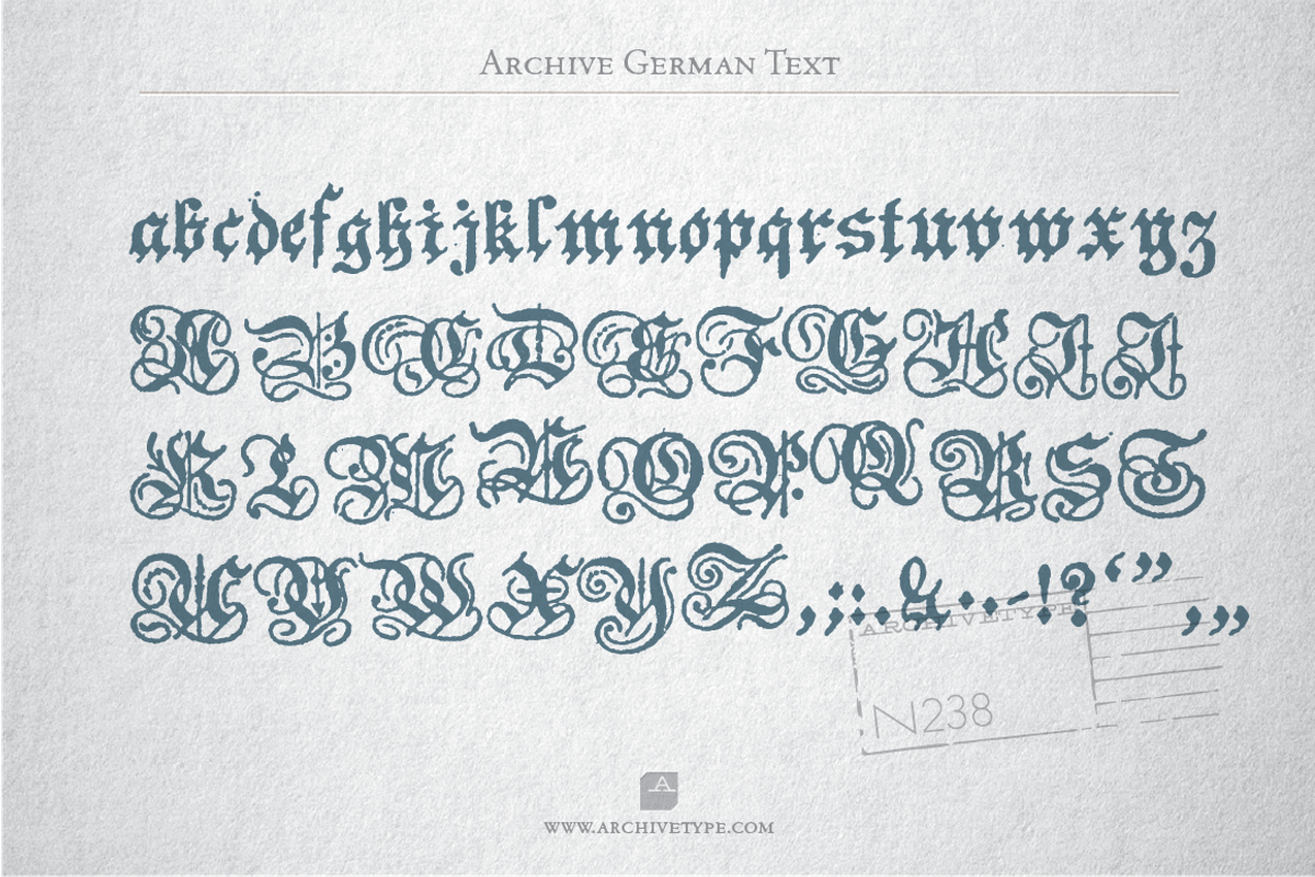 Archive German text, a Blackletter Font by Archive Type Fonts