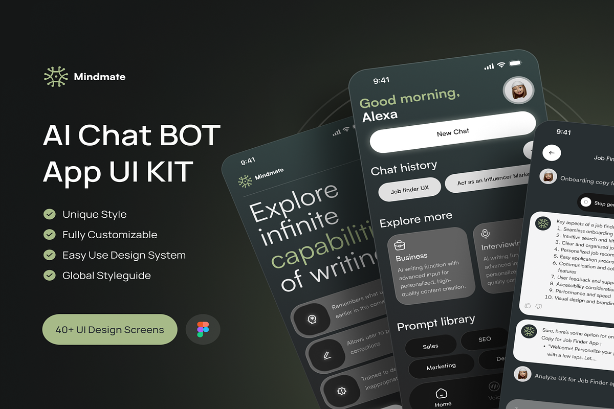 Mindmate - AI Chat BOT App UI KIT, an UI Kit Template by Creative ...
