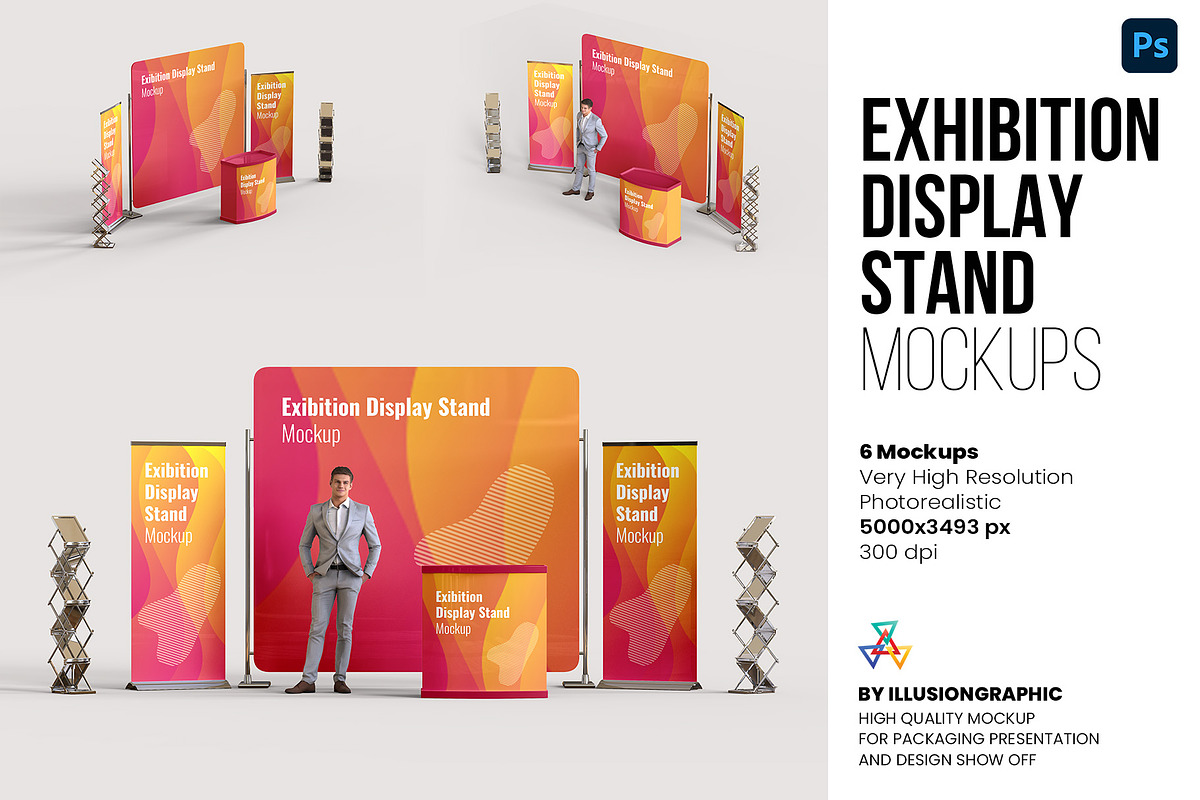 Exhibition Display Stand Mockups, an Advertising Mockup by Illusiongraphic