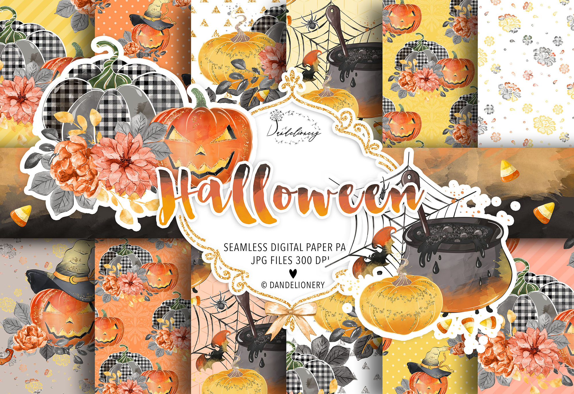 Halloween digital paper pack, a Pattern Graphic by designloverstudio