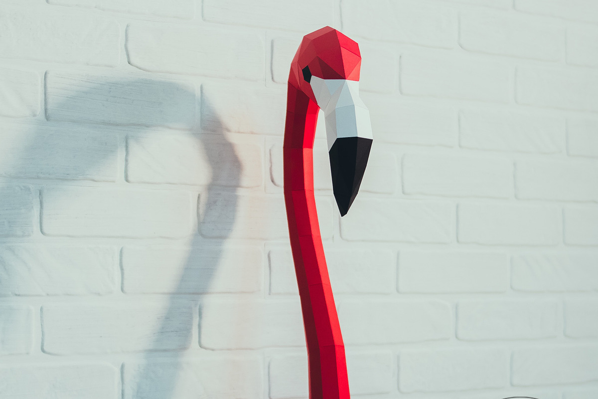 DIY Flamingo Head 3D model template, a Graphic by PolyFish
