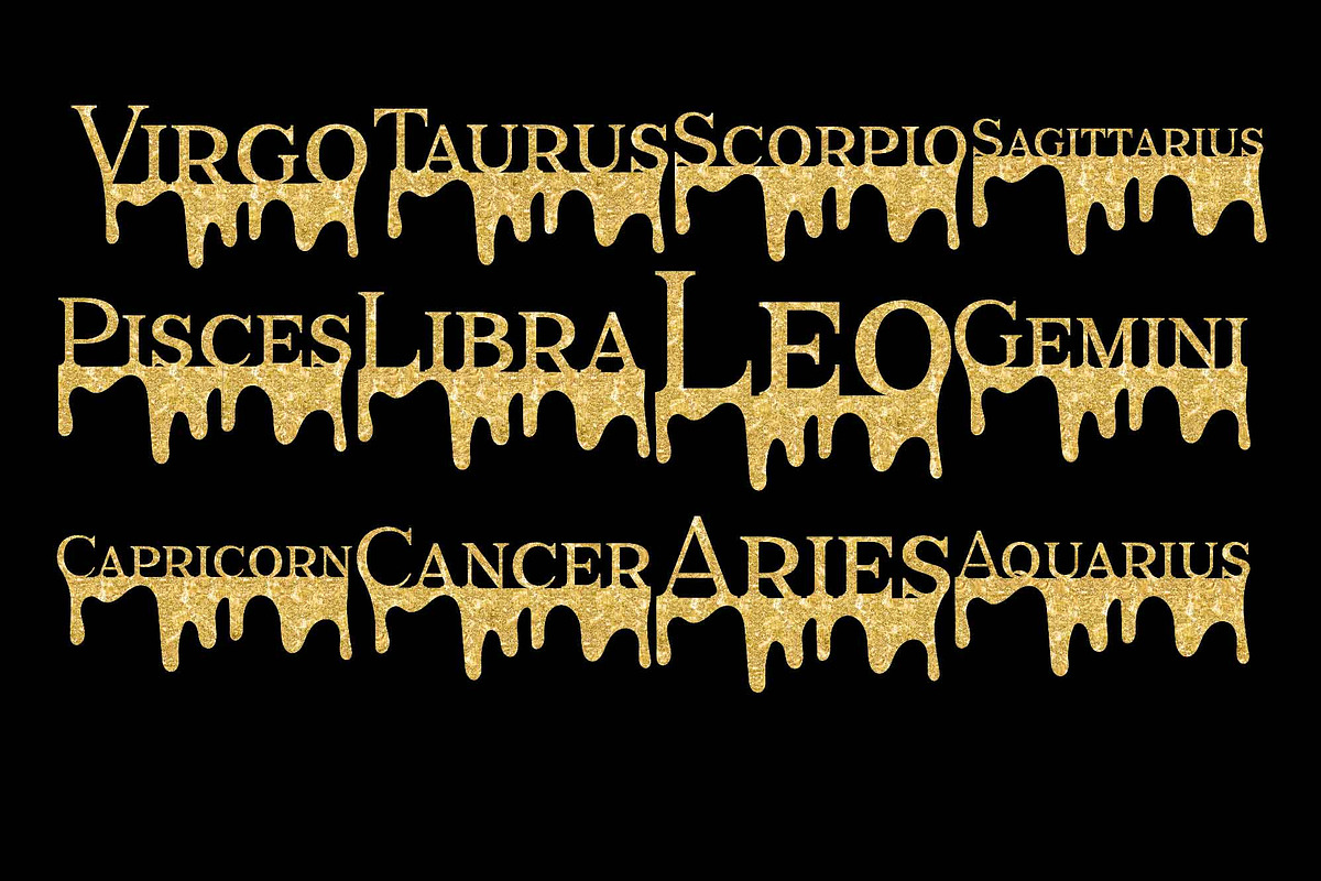 Gold Zodiac Signs With Drippings