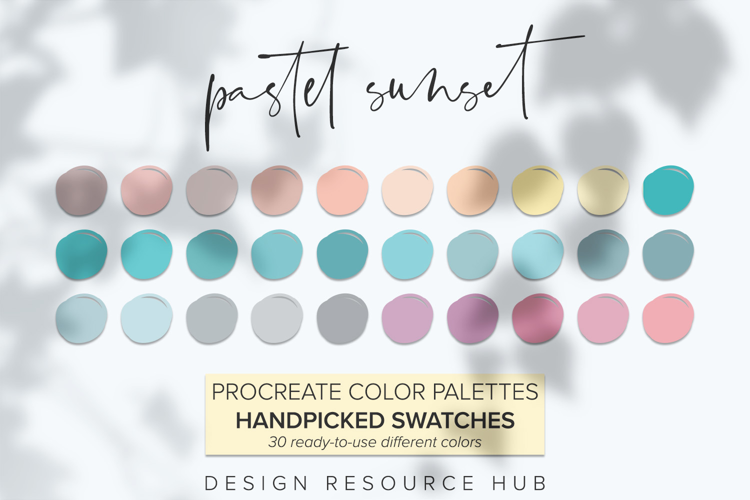 Pastel Sunset Procreate Palette, a Palette Add-On by Design Resource Hub