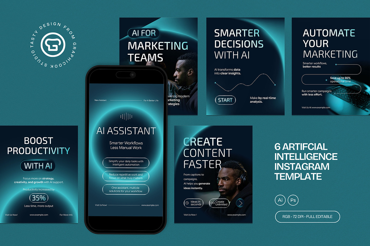 AI Assistant Instagram Template, a Social Media Template by graphicook