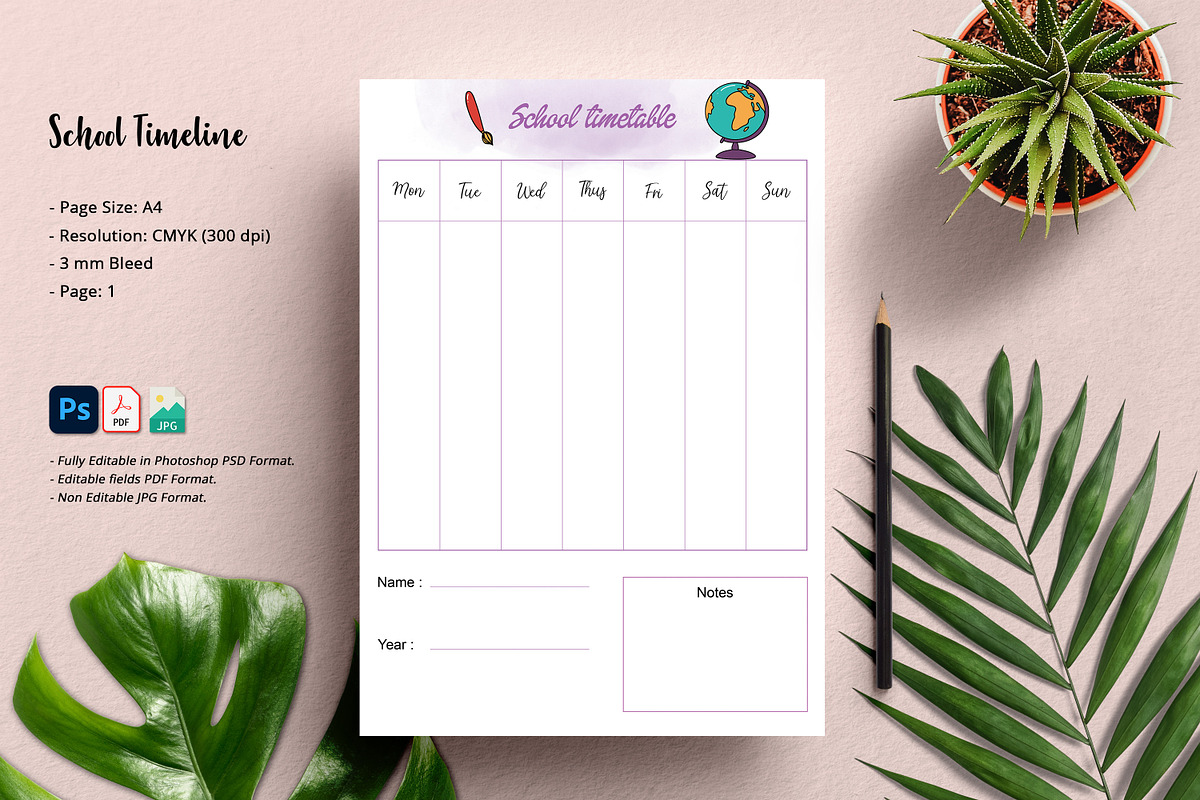 School Timeline Template, a Stationery Template by SmmrDesign ...