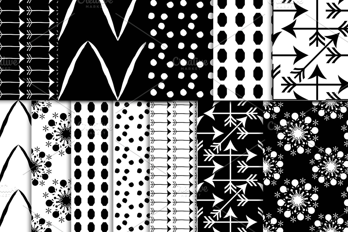 Digital Papers - Black and white, a Pattern Graphic by Creativeqube Design