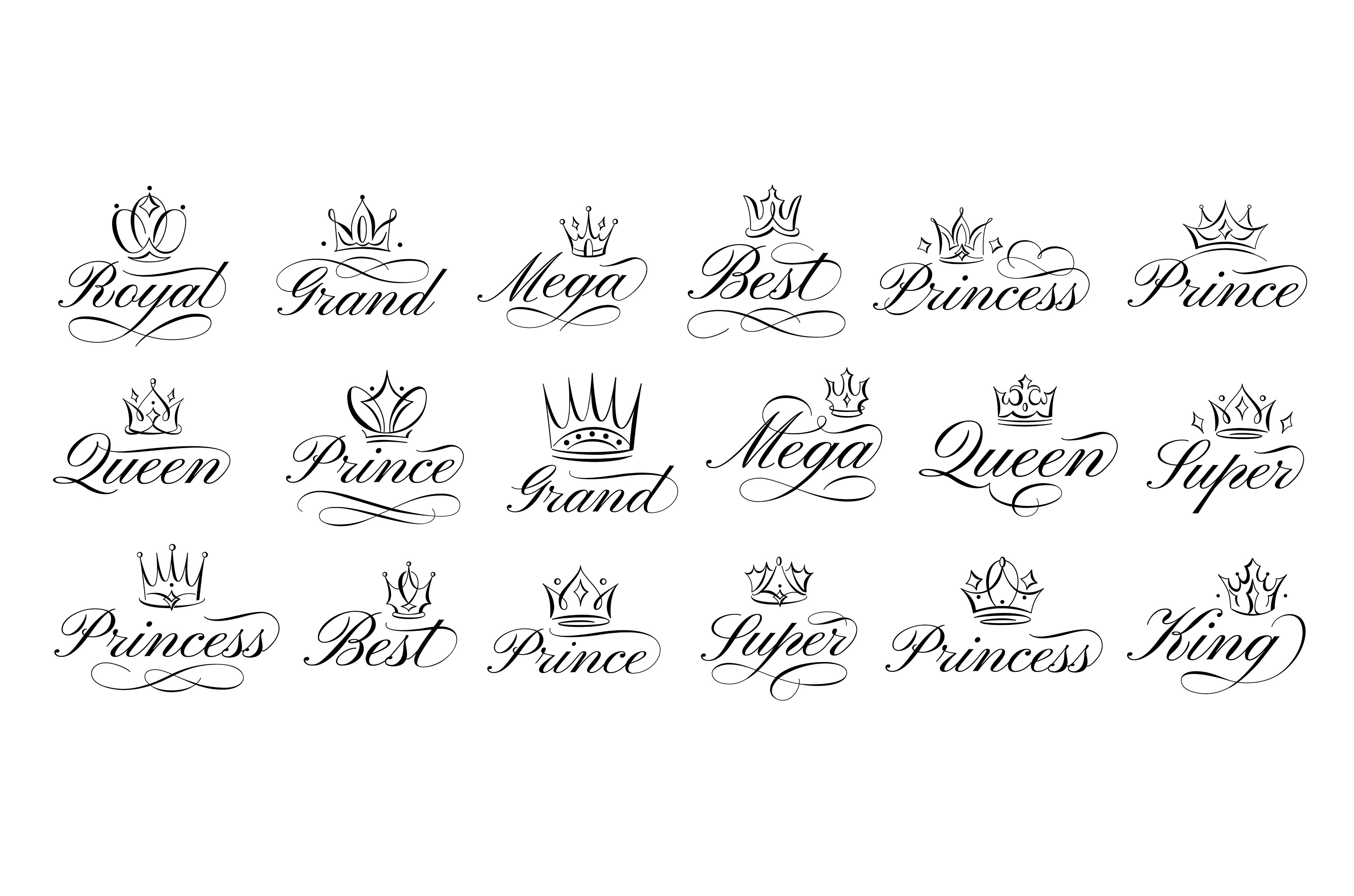 Calligraphic crowns. Hand drawn, a Background Graphic by winwin.art