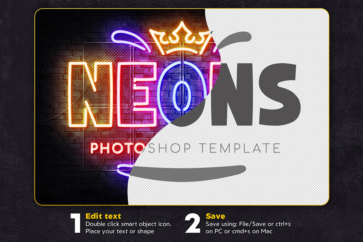 Neon Outline Photoshop Template, a Design Template by Andrew Skoch Design