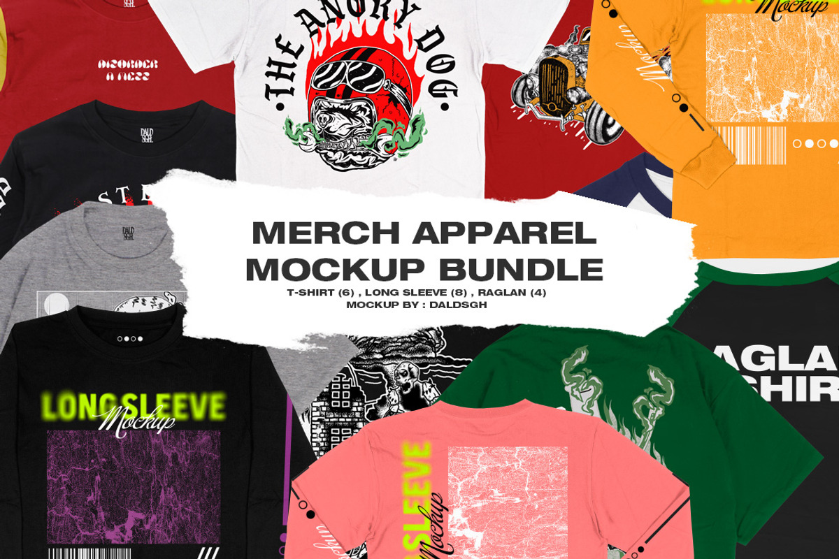 Merch Apparel Mockup Bundle, a Shirt Mockup by DaldSgh