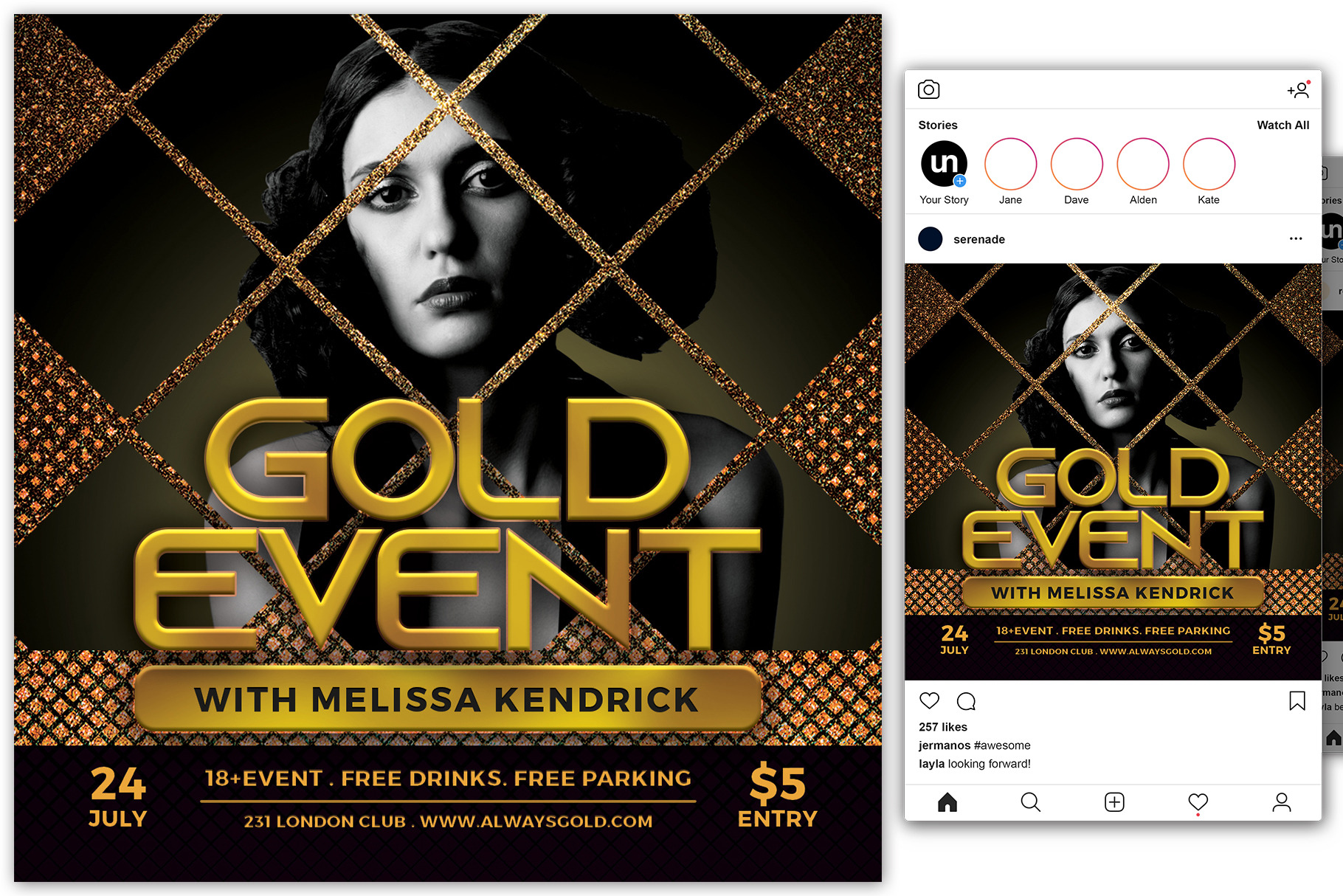 Gold Event Flyer, a Flyer Template by KiraYamato Design Studio