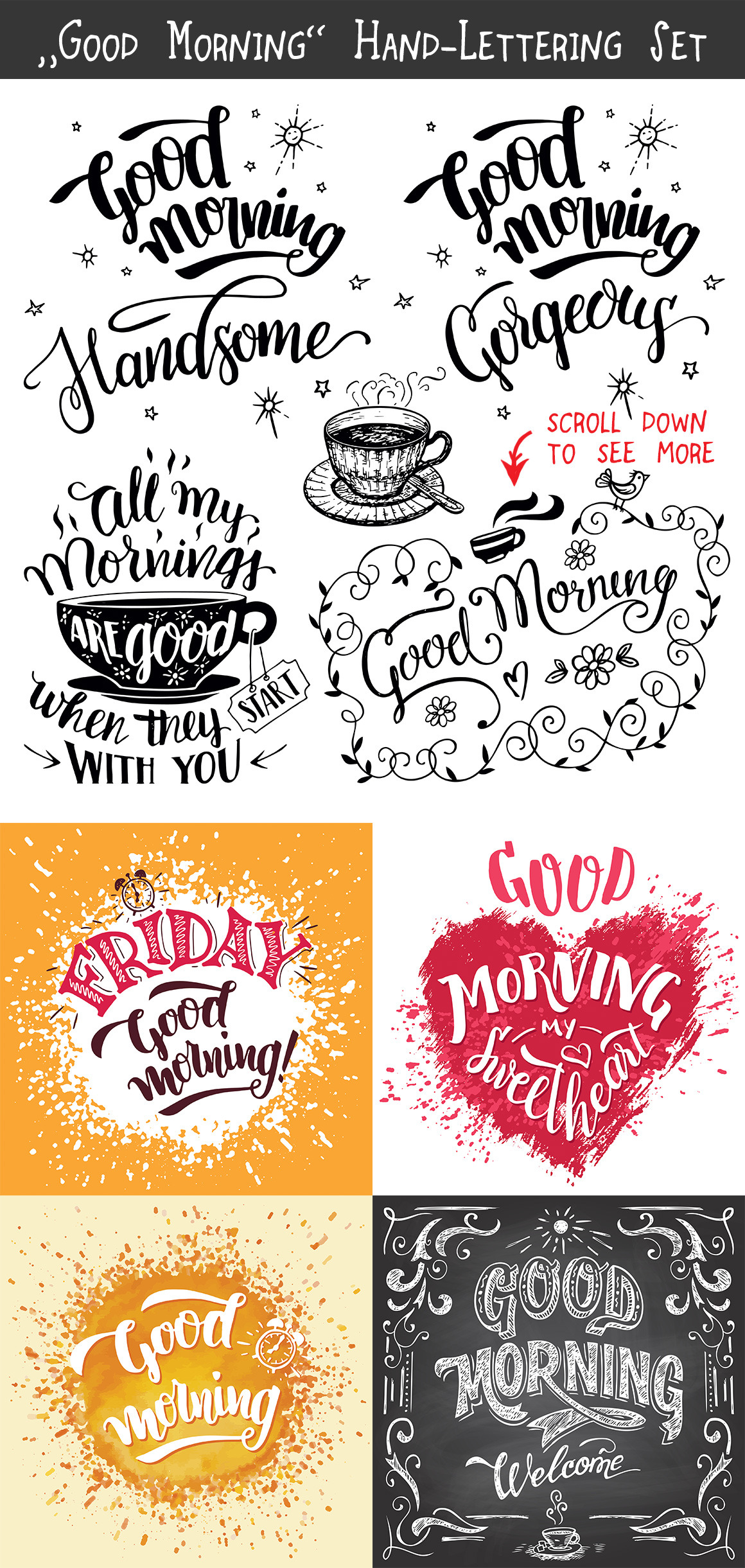 Good Morning Hand-Lettering Set, an Illustration by Paul Lesser