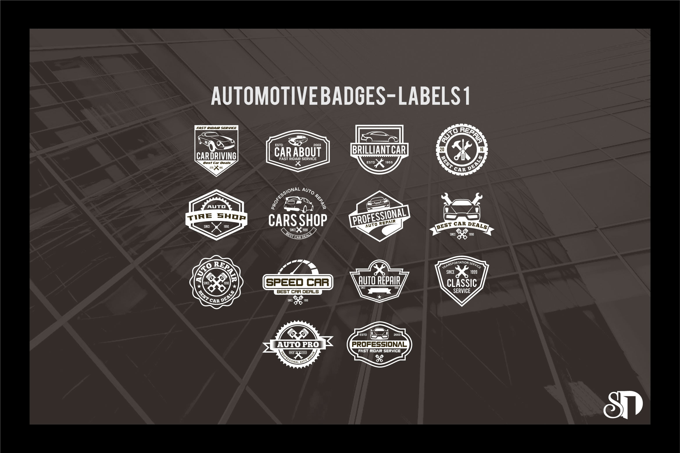 automotive badges and labels vol1, a Branding & Logo Template by shazi