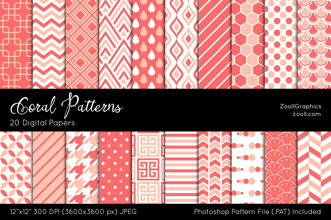 Coral Digital Papers, a Pattern Graphic by ZoollGraphics