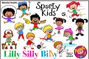 Sporty Kids - Clipart Illustrations