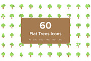 60 Trees Flat Vector Icons, an Icon by Creative Stall