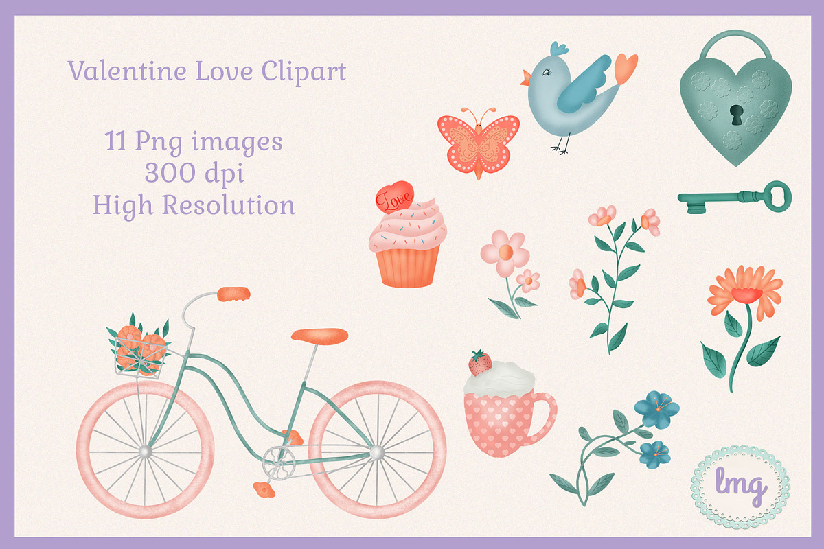 Valentine Love Digital Clip Art, an Illustration by Lavender Mint Graphics