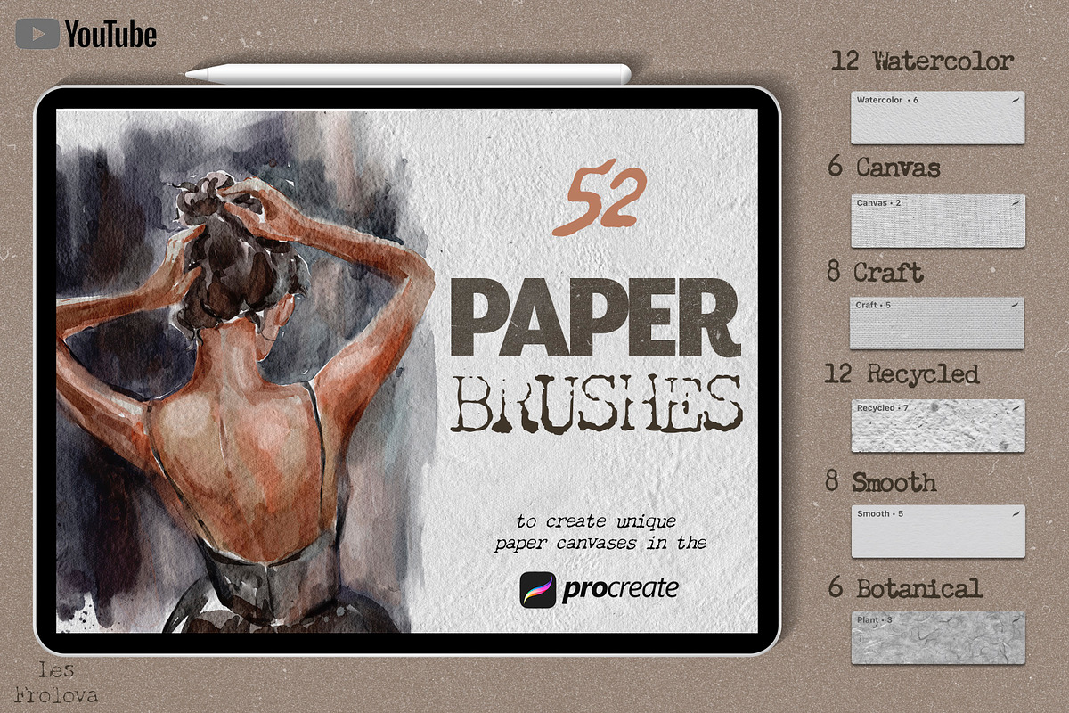 Paper Texture Brushes Procreate, a Brush Add-On by Les Frolova ...
