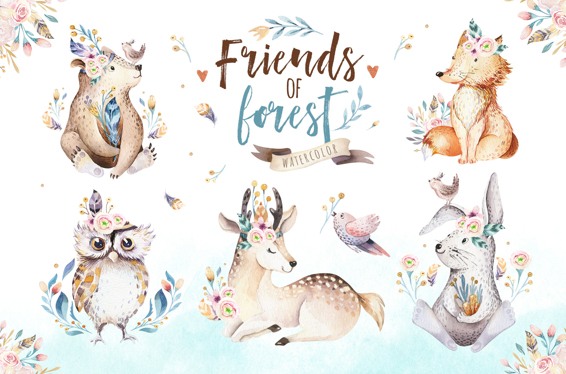 Friends of forest | Animal Illustrations ~ Creative Market