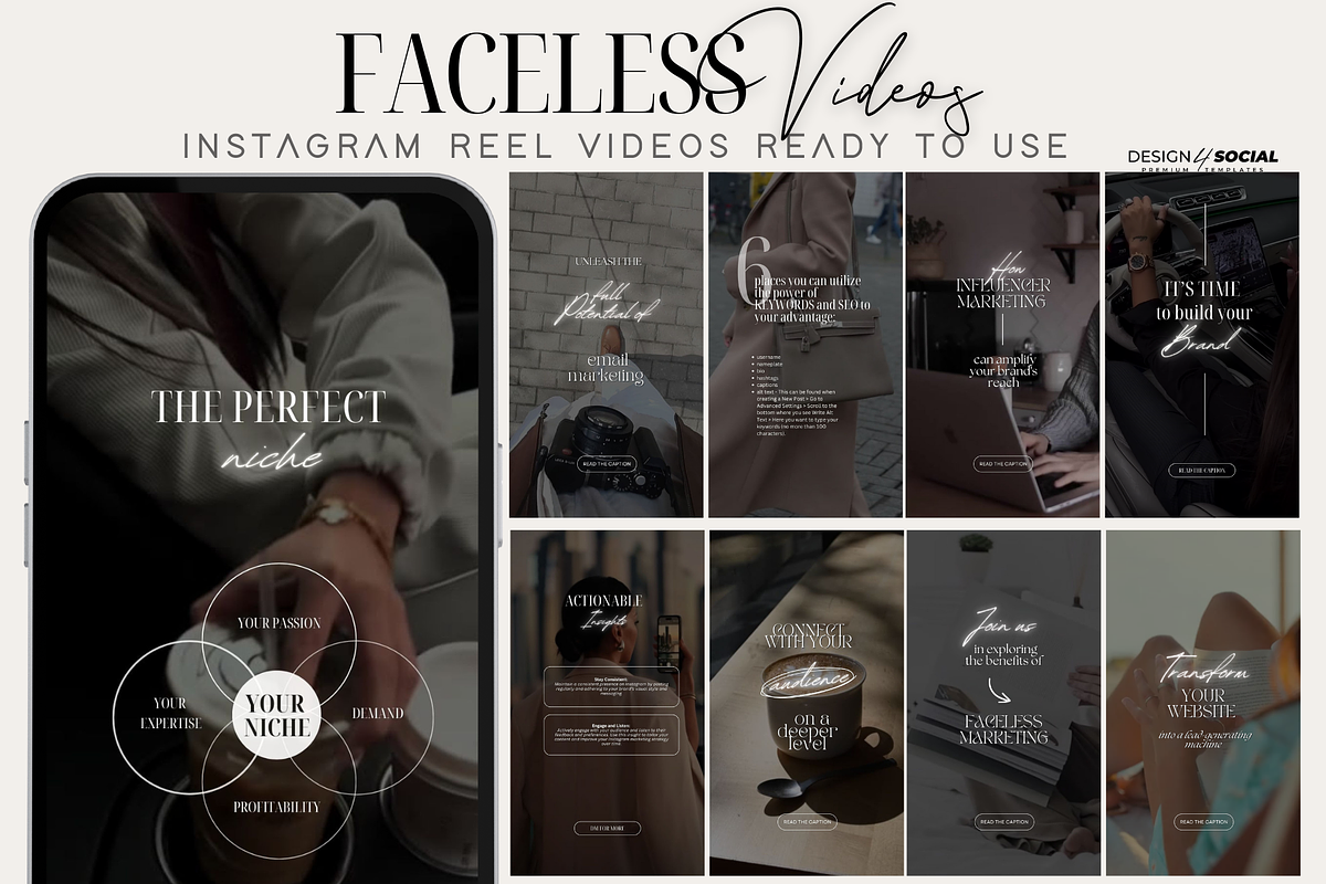 Faceless Instagram Video Reels, a Social Media Template by design4social
