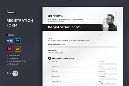 Registration Form Layout (A4+US) | Stationery Templates ~ Creative Market