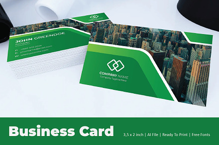 Green Flow Business Card Template, a Business Card Template by rivatxfz