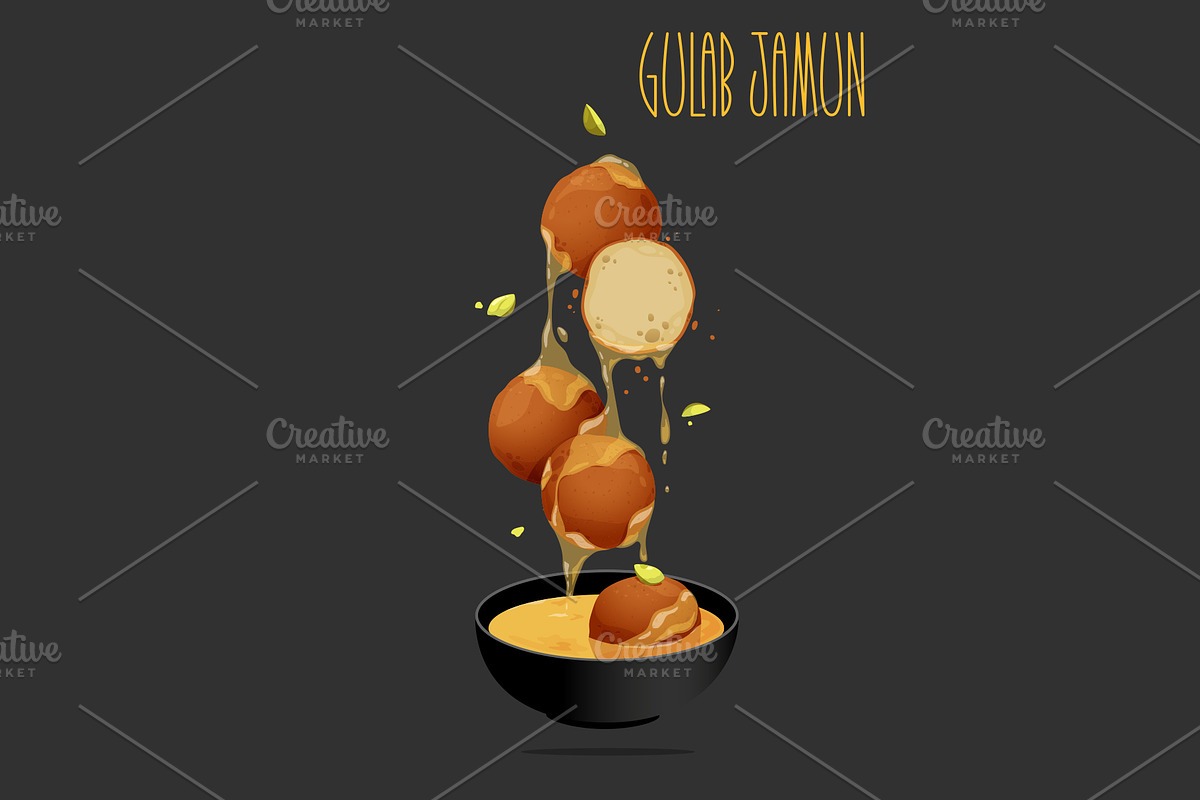 Gulab Jamun. Vector illustration, a Food Illustration by AKOMIX