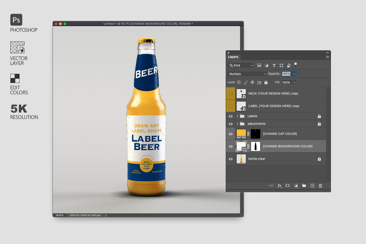 Realistic Beer Bottle Mockup, a Packaging Mockup by LESZ Design ...