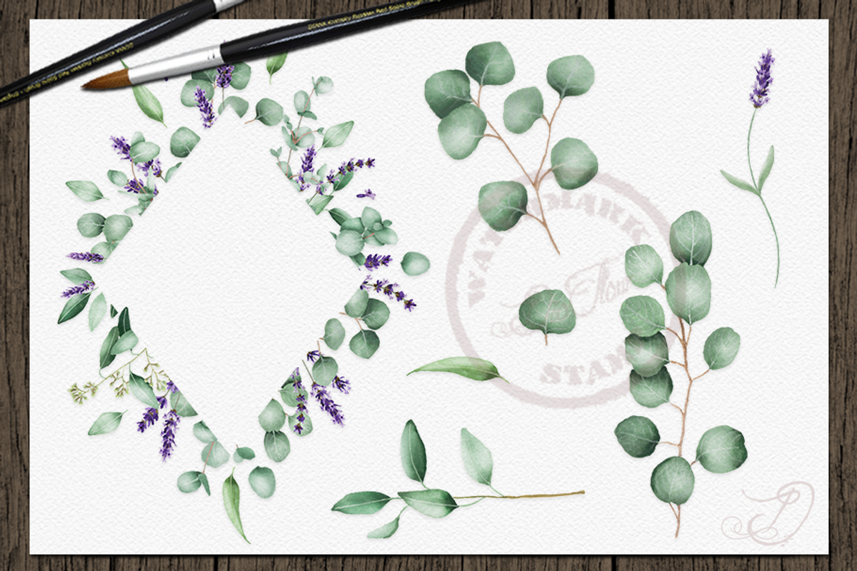 Eucalyptus Lavender Clip Art, a Decorative Illustration by DioFlow ...