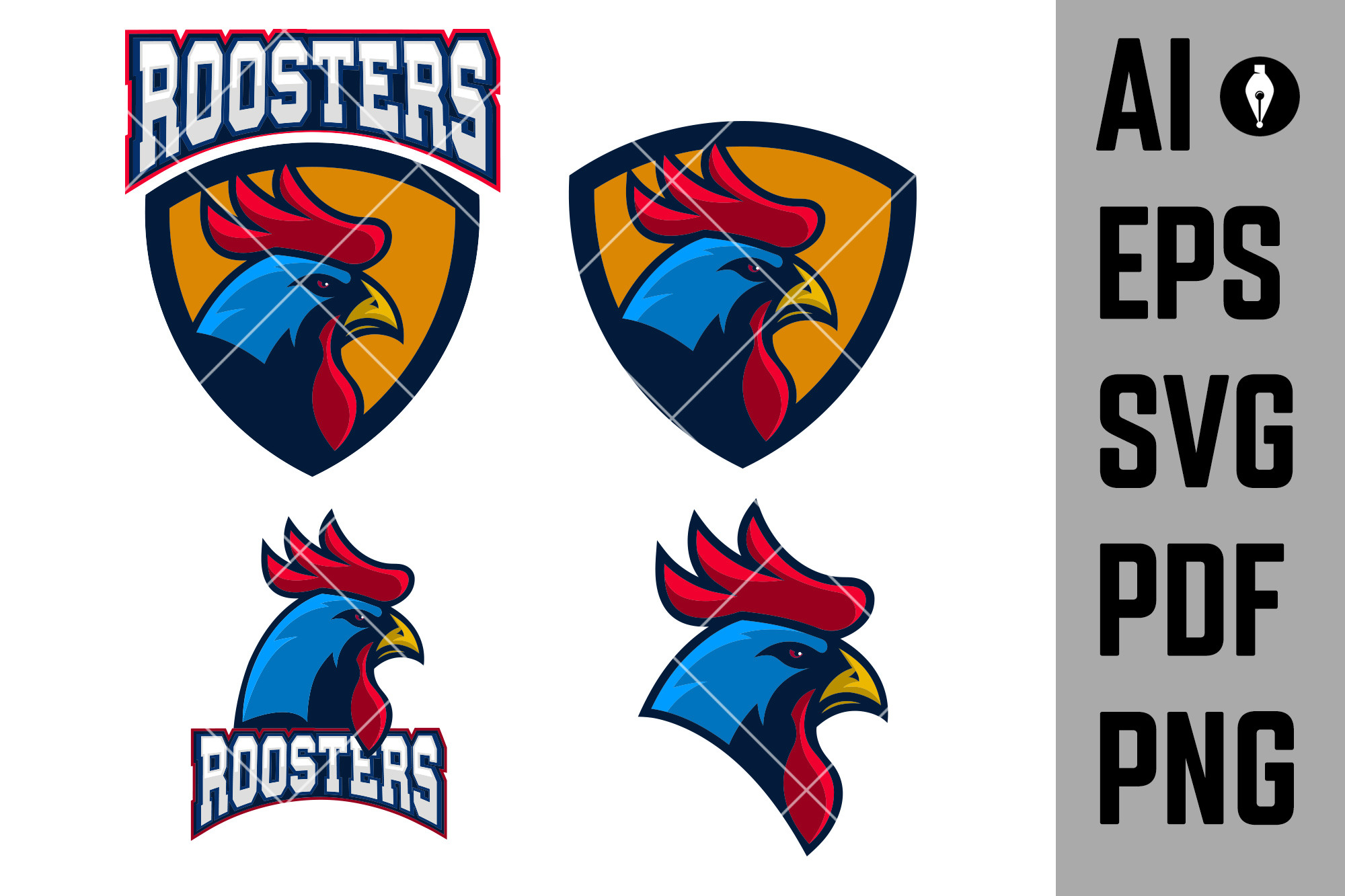 Roosters. Sport team or club logo | Animal Illustrations ~ Creative Market