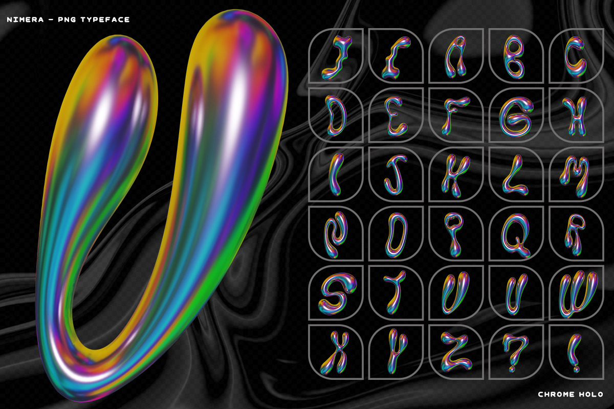 Nimera - Chrome, Holographic Letters, a Graphic by saintricchi