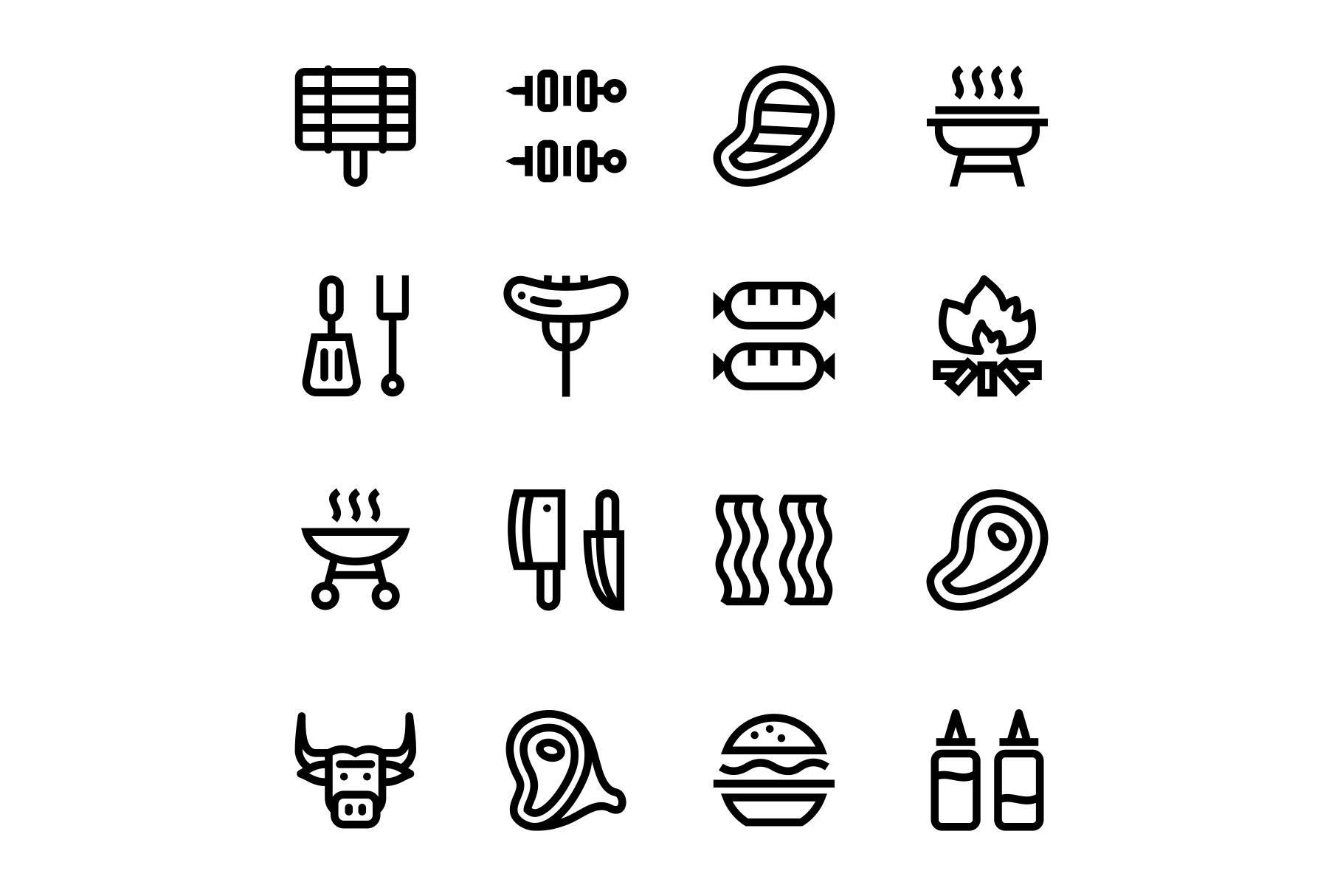 Barbecue, Grill, Meat Icons Pack 1, an Outline Icon by karetniy