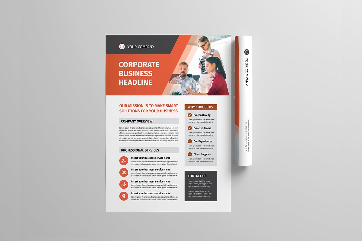 Corporate One Pager | Canva, MS Word, a Flyer Template by Leaflove