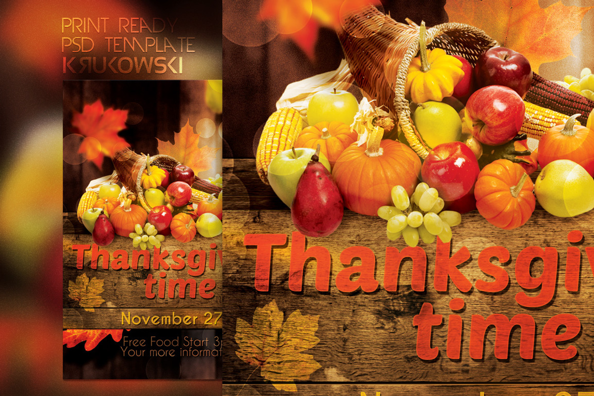 Thanksgiving Time Flyer, a Flyer Template by Krukowski Graphics