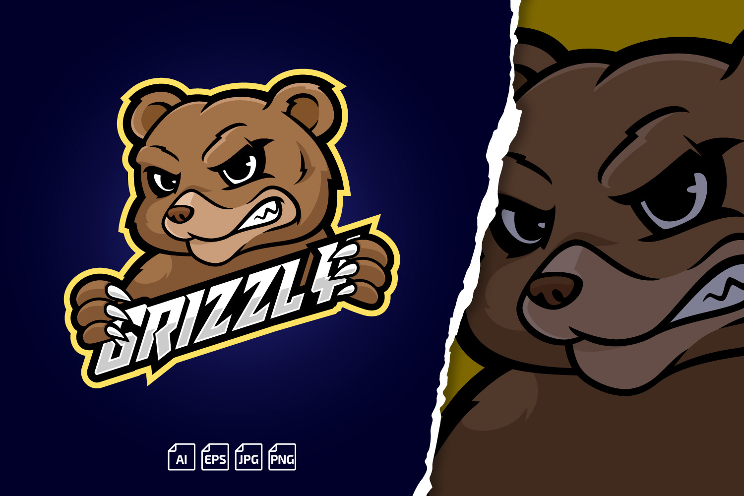 Grizzly Bear Gaming Logo Mascot, a Branding & Logo Template by tkzgraphic