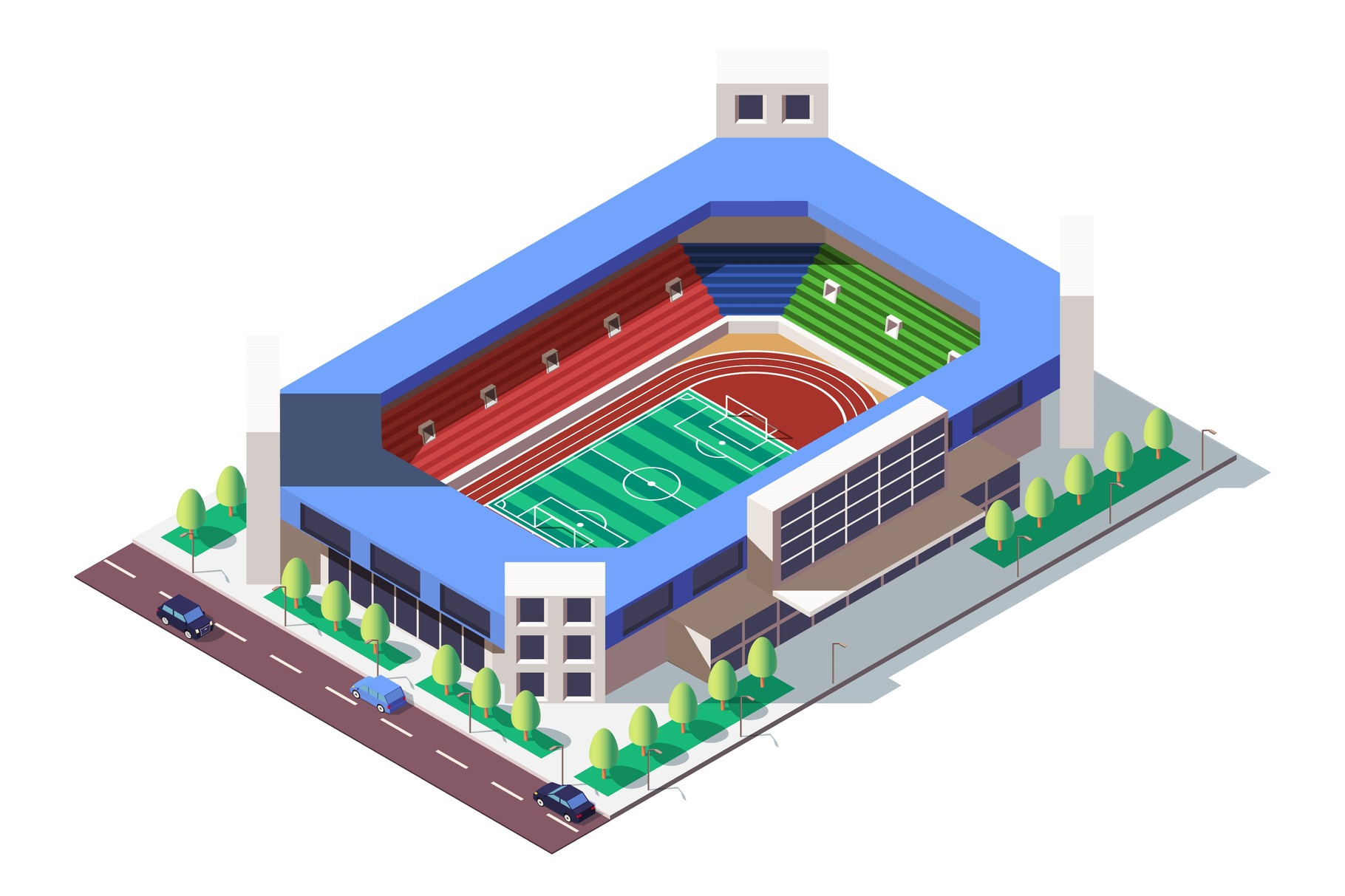 3d isometric square ground stadium, an Illustration by Evanat Illustrations