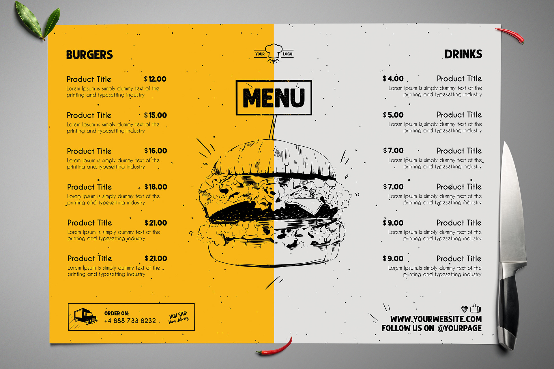 Fast Food Menu Template 021, a Templates & Theme by Tzochko