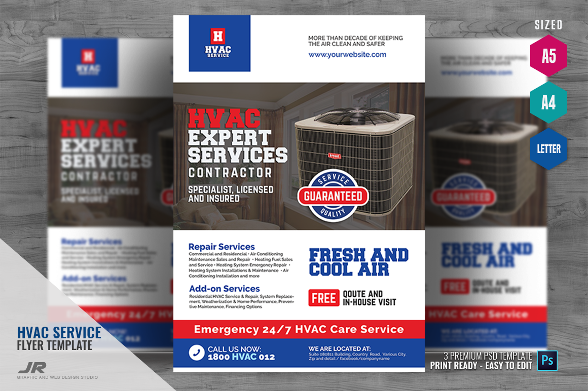 HVAC Heating and Cooling Services, a Flyer Template by PSDPixel