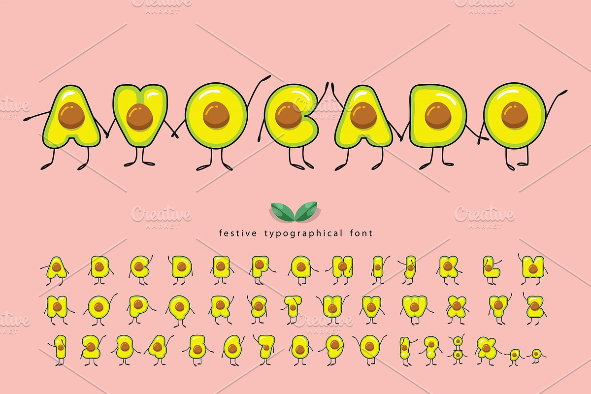 Avocado summer alphabet. Funny, an Object Graphic by cutelittlethings ...