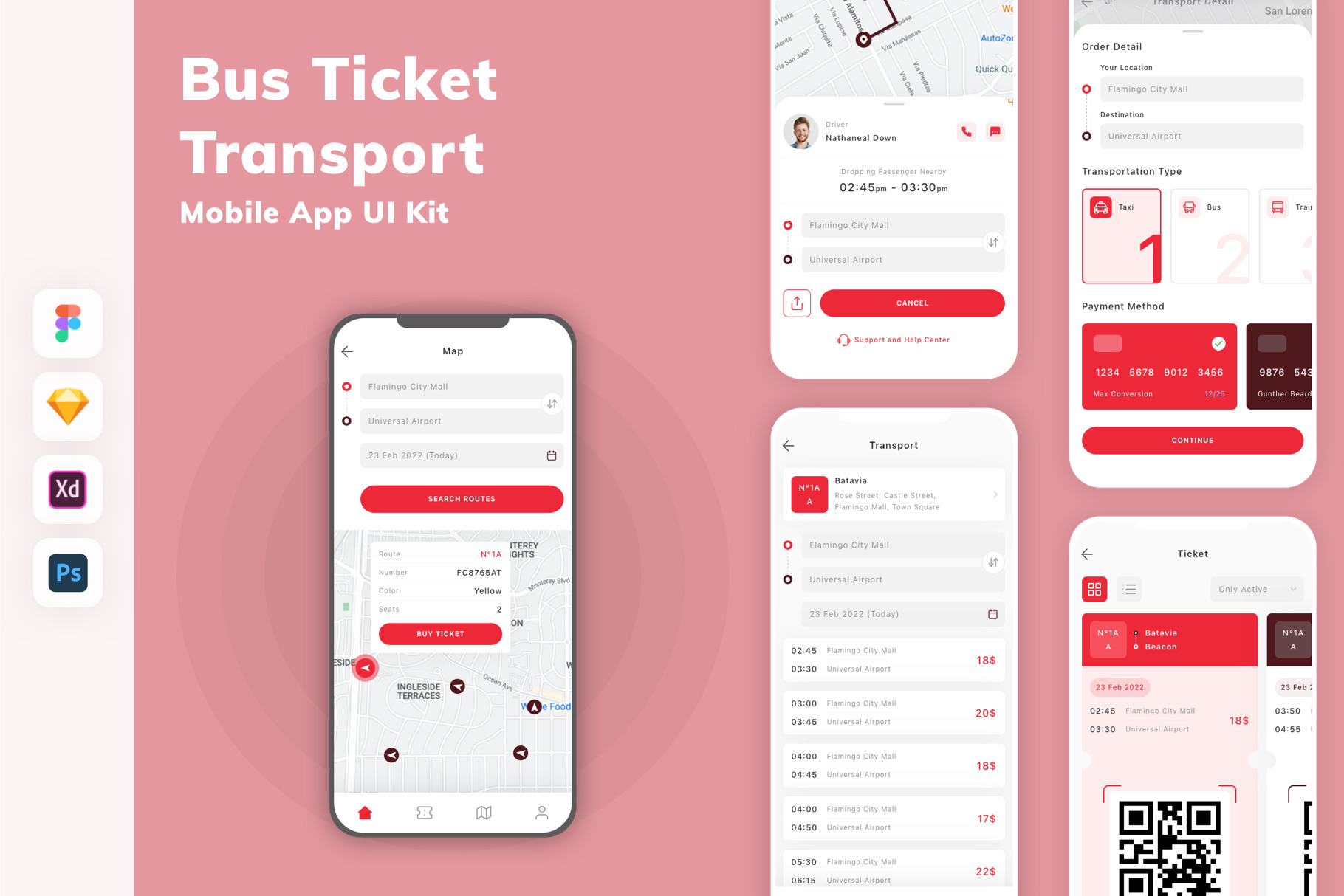 Bus Ticket & Transport App UI Kit, an UI Kit Template by uicube