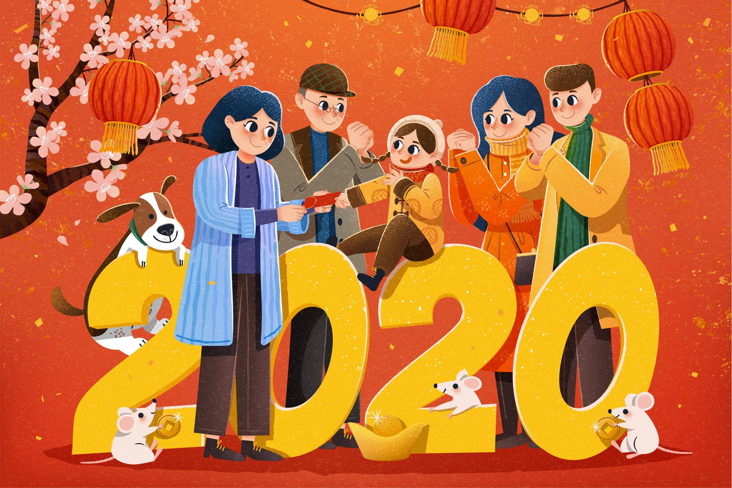 People pay a new year visit, an Illustration by TotallypicRF