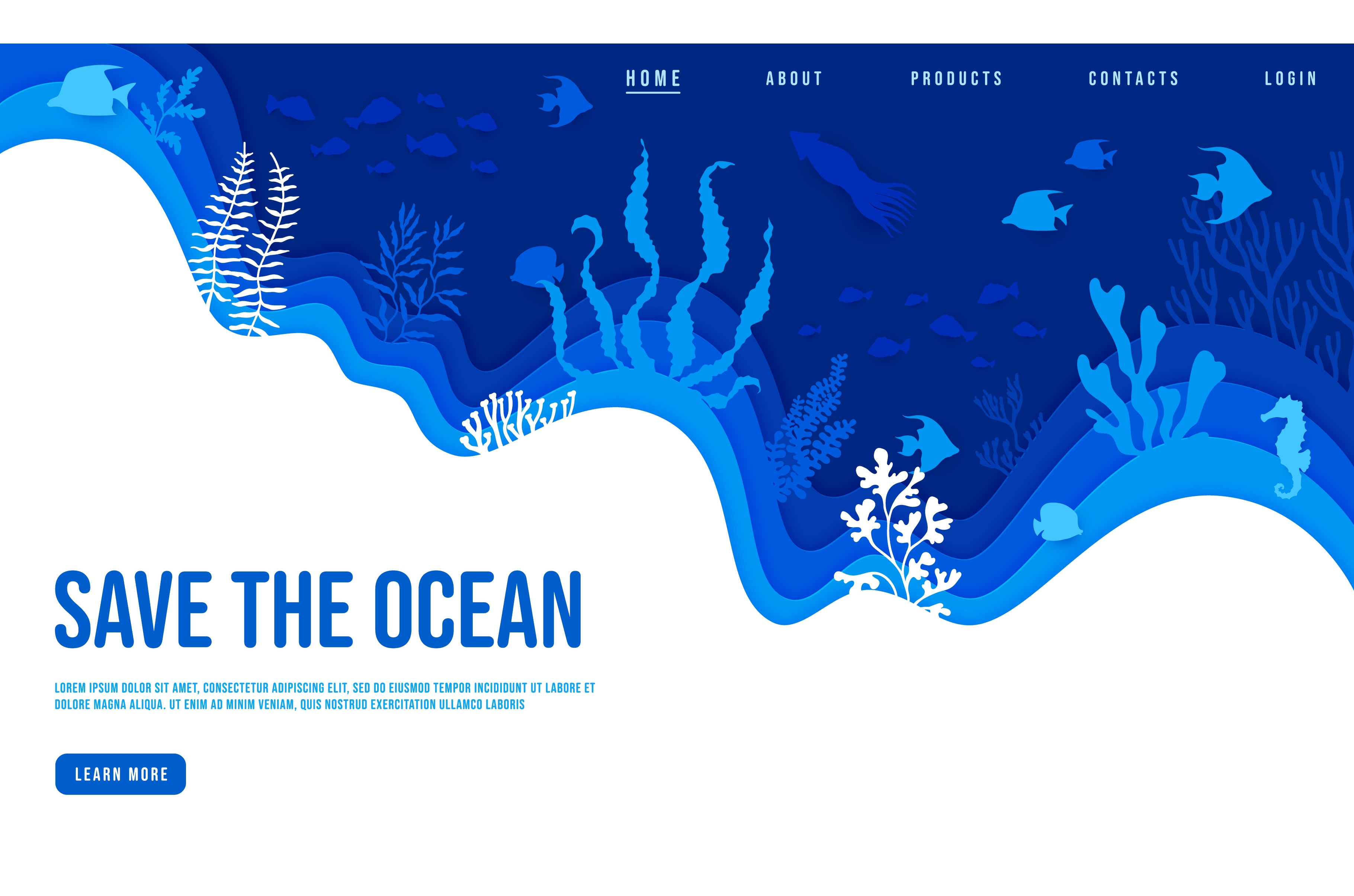 Save ocean paper cut landing, an Animal Illustration by Vector Tradition