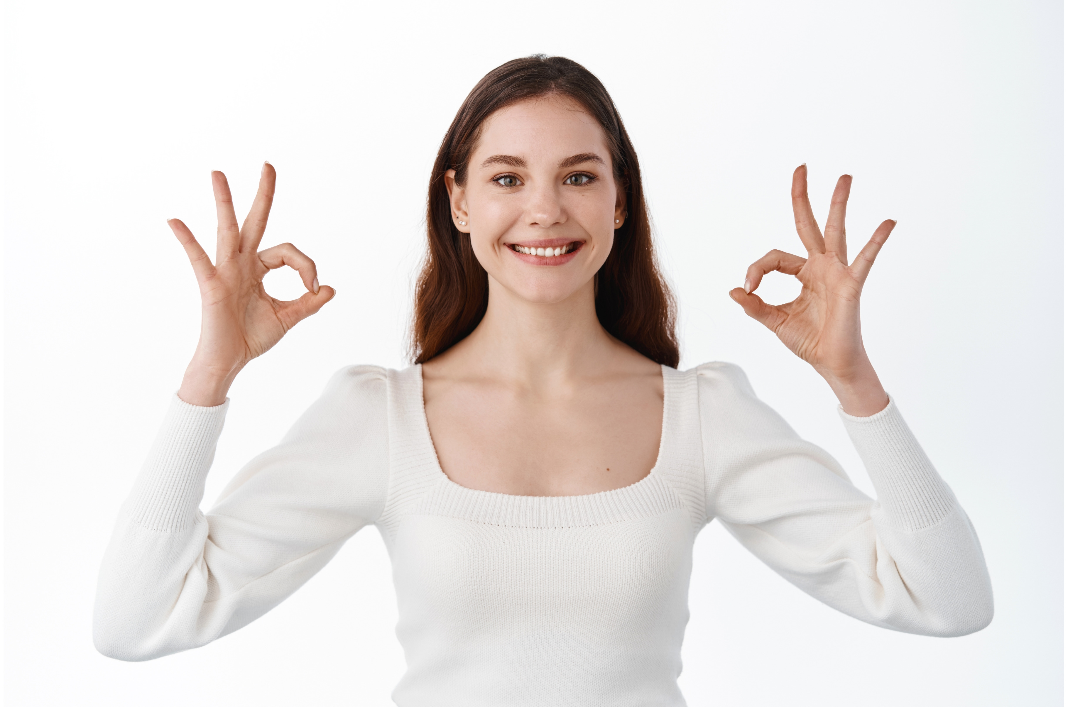 Portrait of smiling cute girl, a Person Photo by Cookie Studio