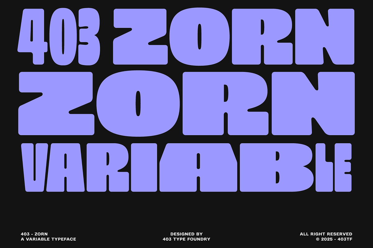 403 Zorn Variable Display Font, a Sans Serif Font by 403 Type Foundry