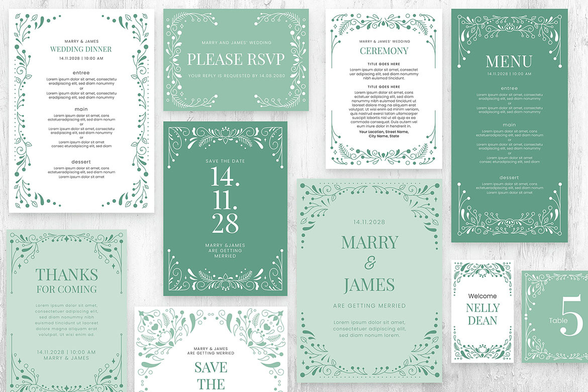 Ornate Wedding Invitation Suite, an Invitation Template by BrandPacks