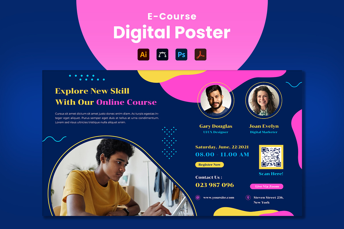 Online Course Digital Poster, a Templates & Theme by Rahardi Creative